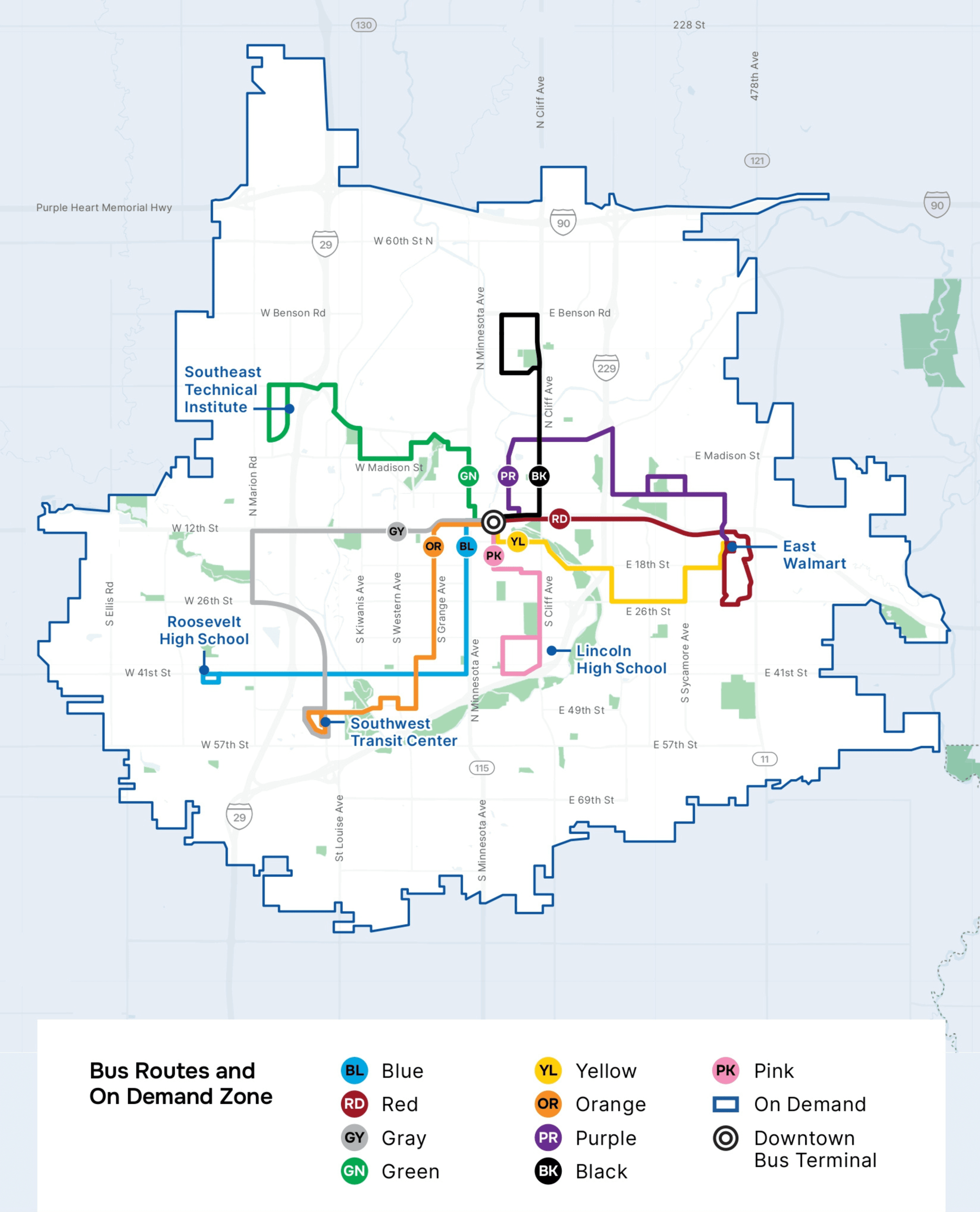 Bus Routes | Sioux Area Metro